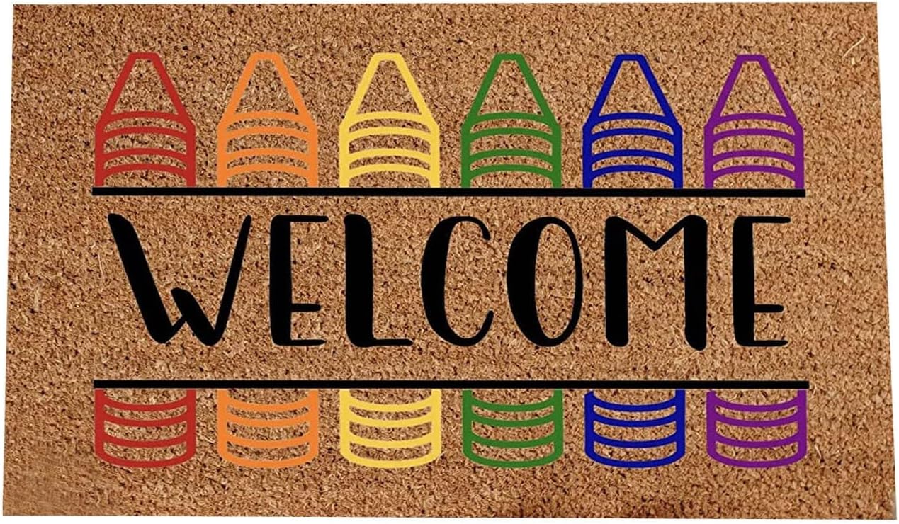 Amazon.com: Welcome Doormat Crayon Back to School Doormat Classroom ...