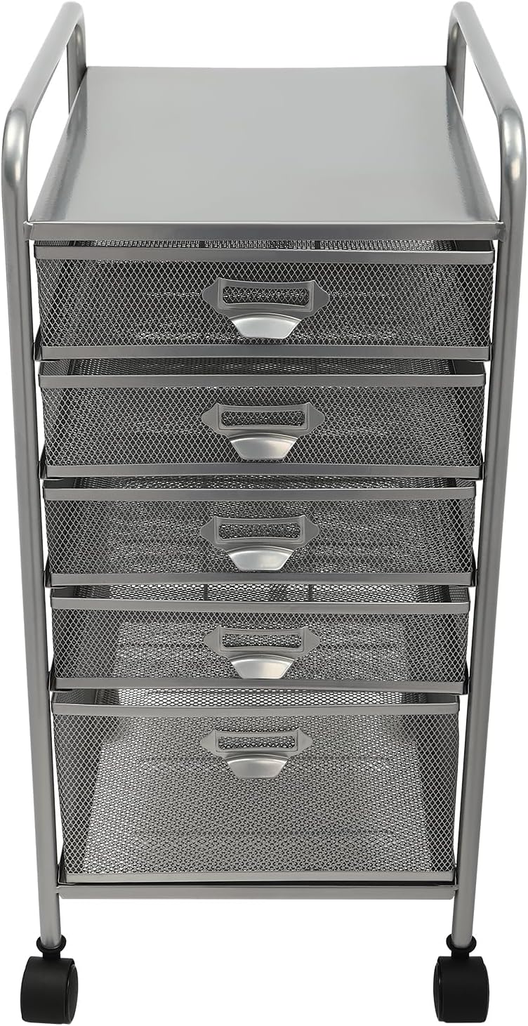 Amazon.com: 5 Tier Rolling Cart, File Cart with Wheels, Office Cart ...