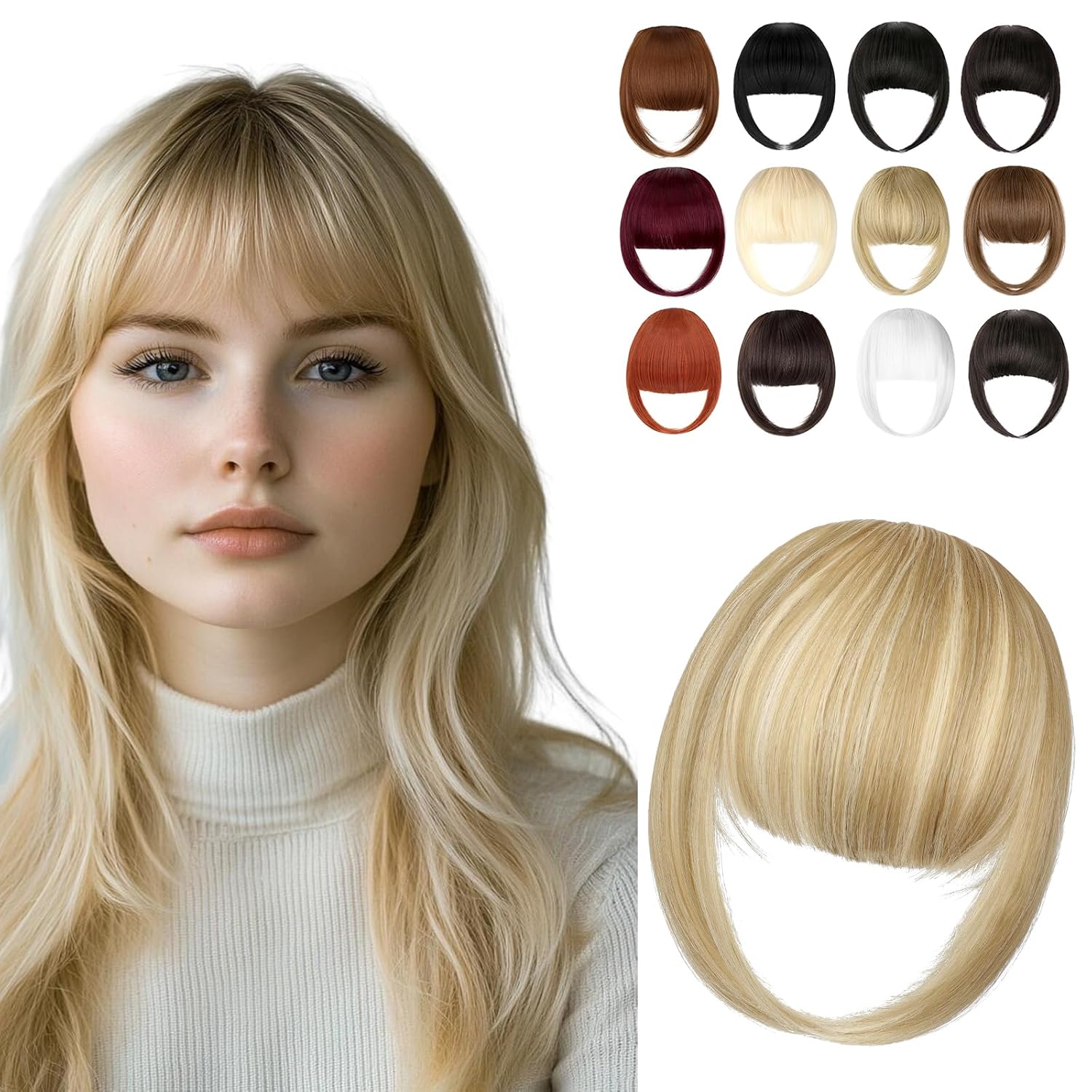 Amazon.com : Cephermer Clip in Bangs, Synthetic French Bangs Hair Clip ...