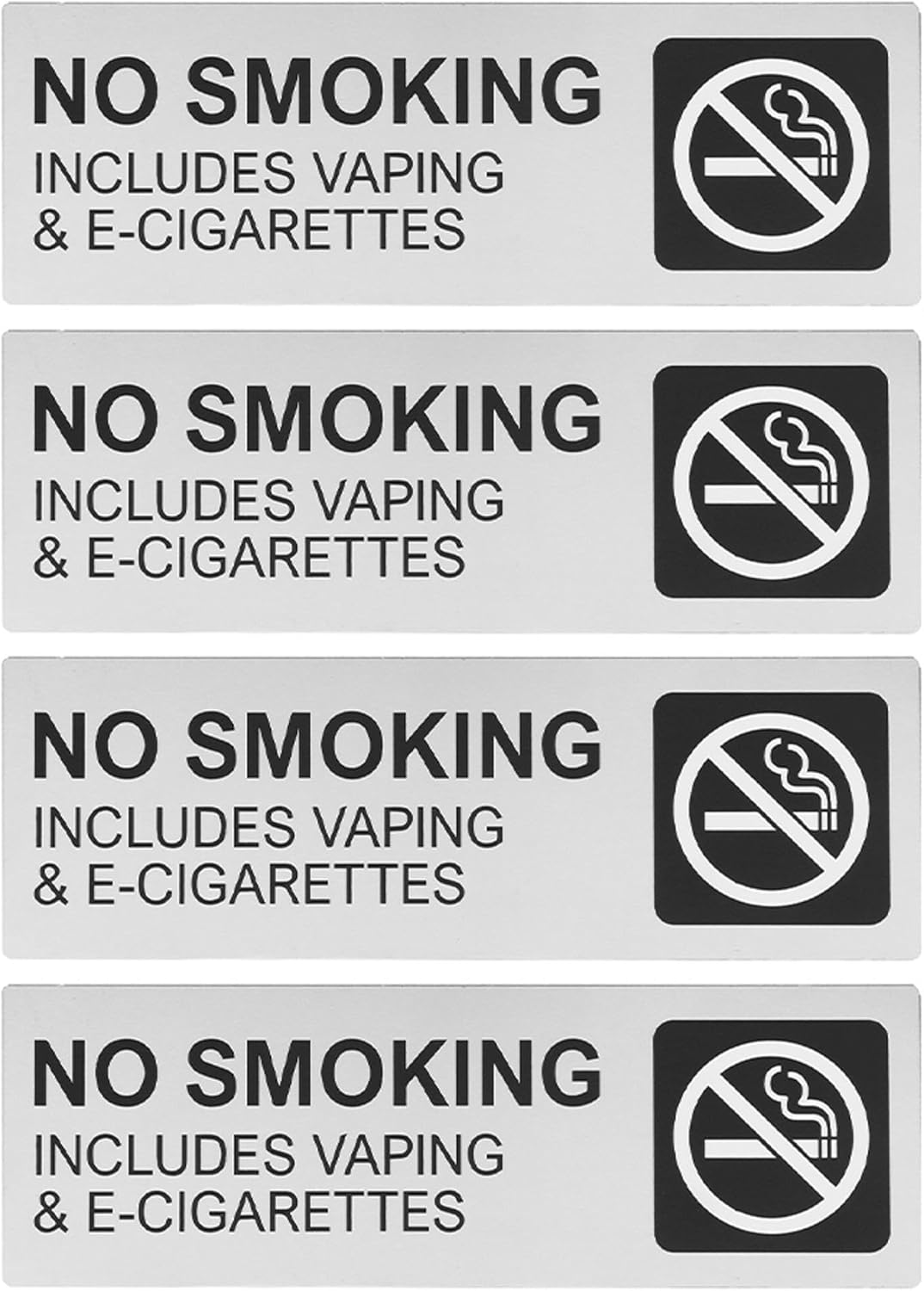 4pcs No Smoking or Vaping Sign - 9x3inch Self Adhesive, Smoke Free ...