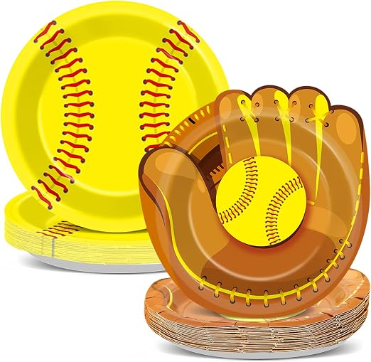 Amazon.com: 50 Pcs Softball Party Paper Plates Sports Themed Party ...