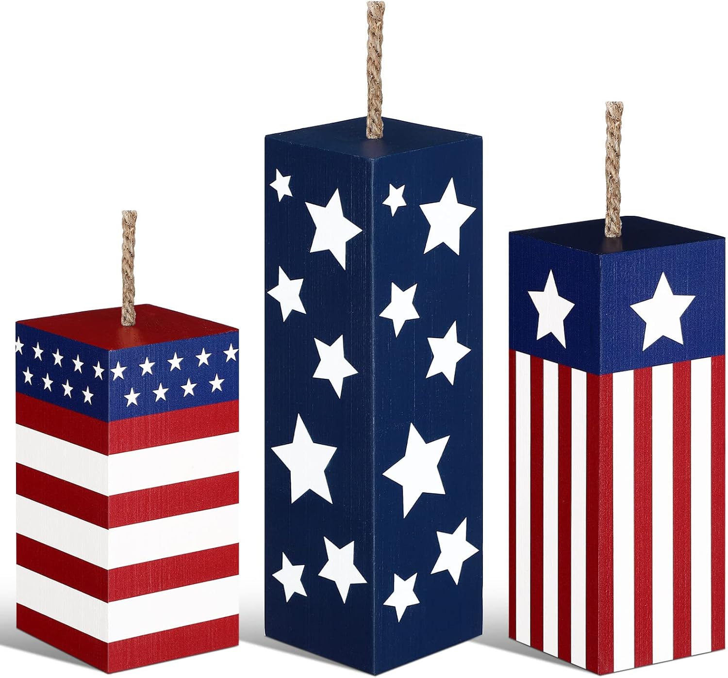 Amazon.com: Weysat 3 Pcs 4th of July Wood Firecracker Decorations Sign ...
