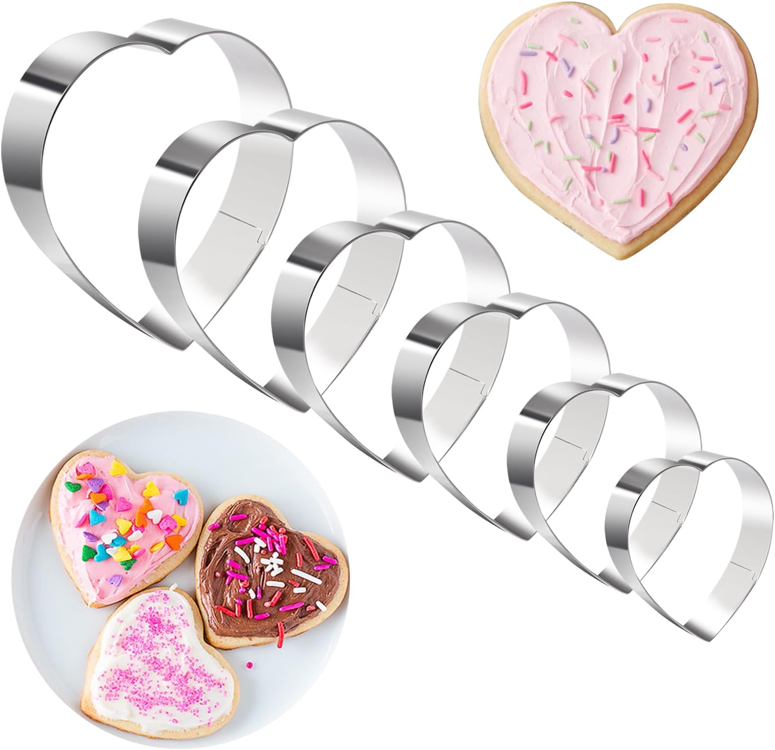 Amazon.com: Heart Cookie Cutter Set - 5 Piece - 4.57" 3.86" 2.95" 1.97 ...