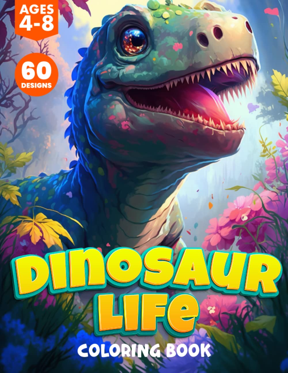 Dinosaur Life Coloring Book: A Prehistoric Adventure with 60 Different ...