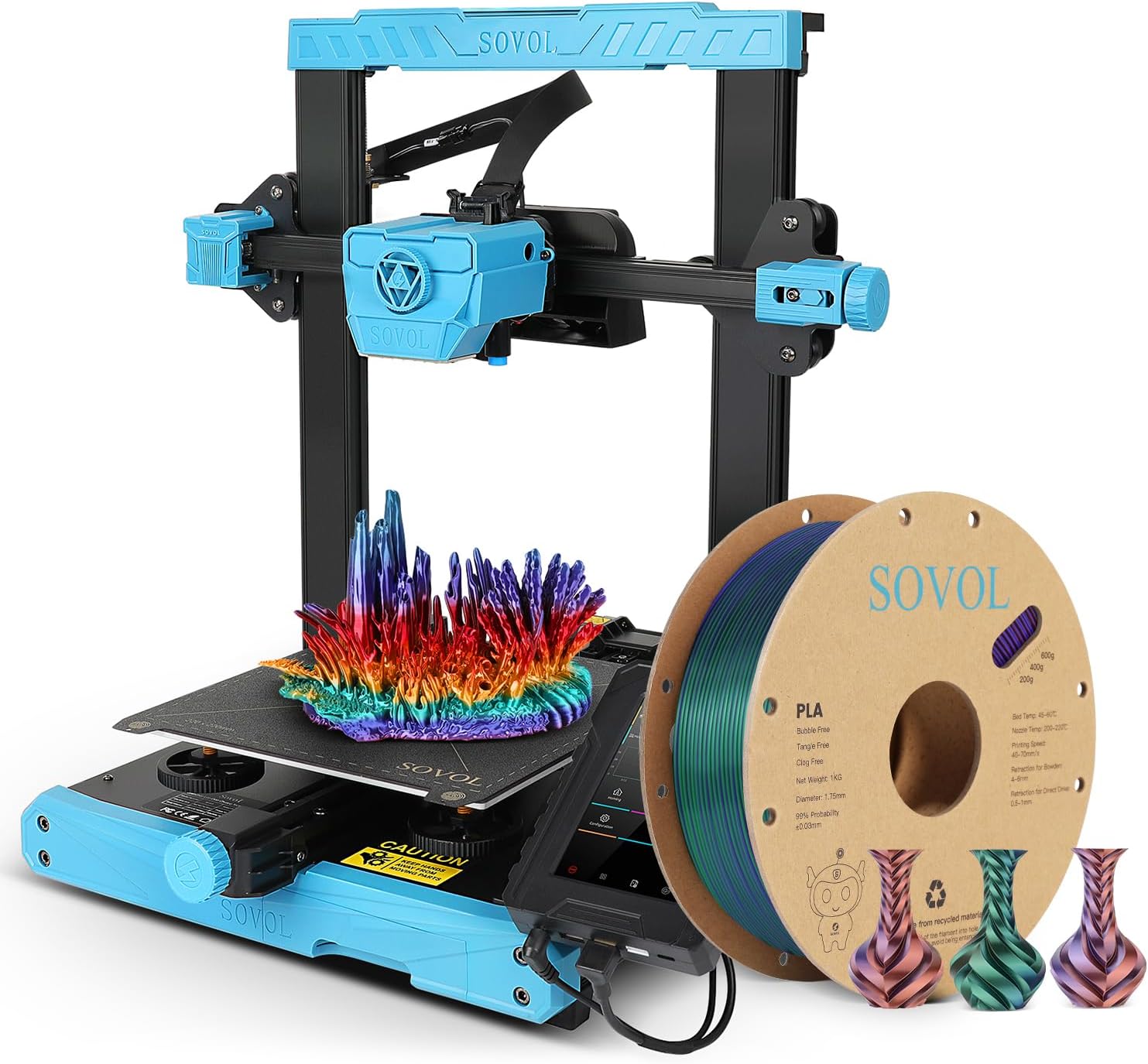 Sovol Tri-Color Bronze Purple Green Silk PLA Filament 1kg & Sovol SV07 ...
