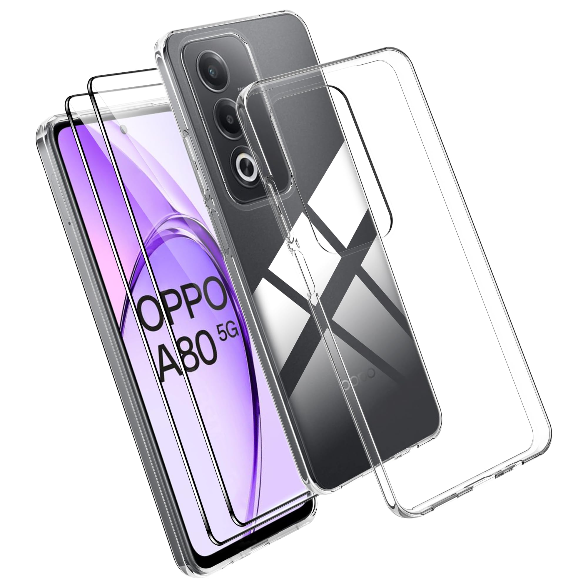 Effcotuo Custodia per OPPO A80 5G Cover con 2 Pellicola Protettiva ...