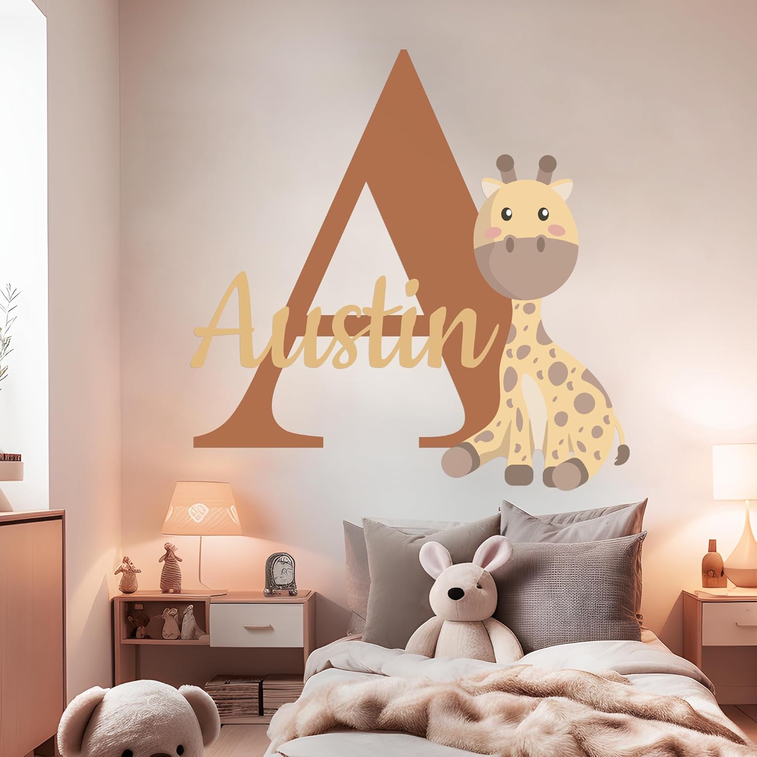 Amazon.com: EGD Custom Name Giraffe Wall Decals I Safari Nursery Decor ...