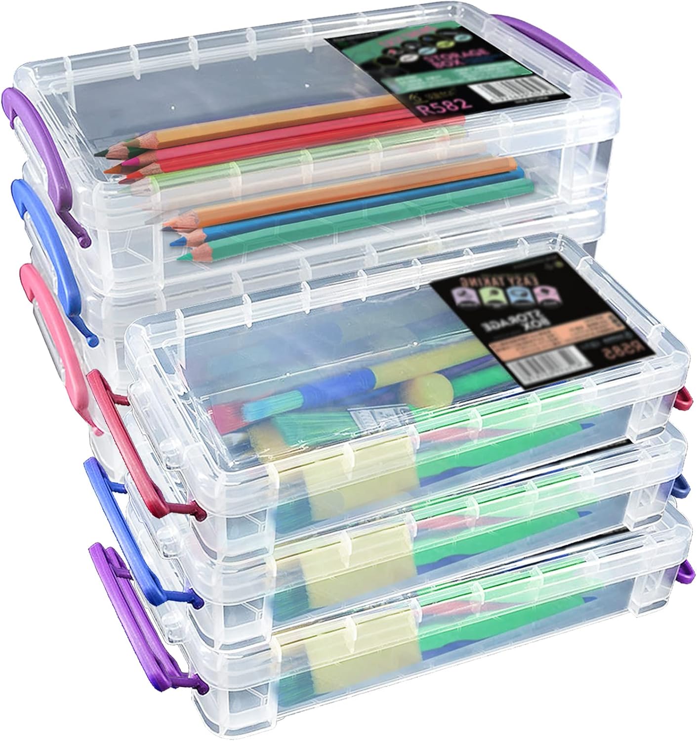 Amazon.com: Odowalker 6 Pack Large Capacity Pencil Boxes with Buckles ...