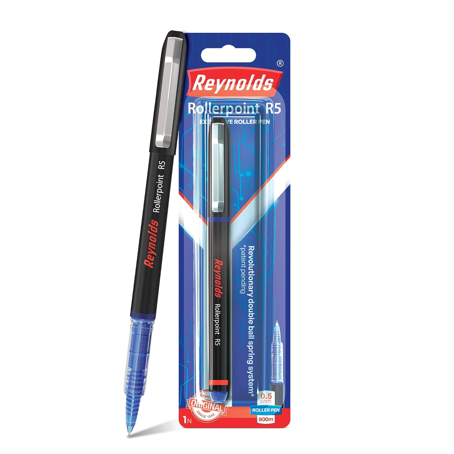 Reynolds ROLLER POINT Pen R5 1 CT BL- BLUE | Stylish Metal Clip Premium ...