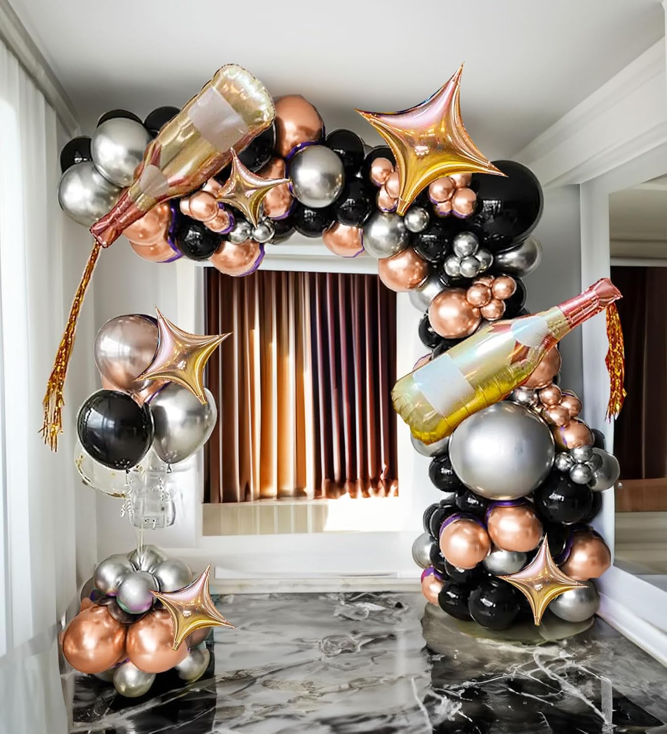 Amazon.com: Champagne Balloon Garland Arch Kit 119 Pcs Gold Silver ...