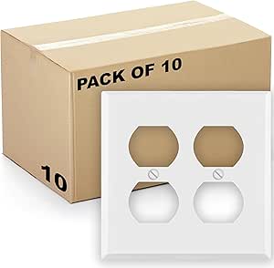 (10 Pack) Two Gang Duplex Receptacle Cover Plates, Electrical Outlet ...
