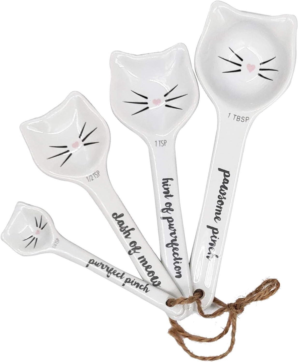 Amazon.com: Visual Touch White Cat Ceramic Measuring Spoons Baking Tool ...