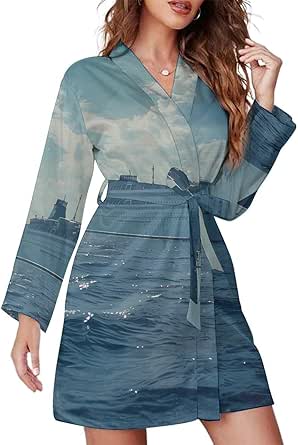 Ocean Cruise Ship Womens Robes Soft V-Neck Nightgown Knee Length ...