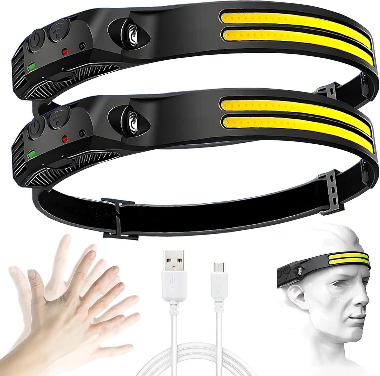 LED headlamp new dual light strip design, brighter, 230° Wide Beam ...