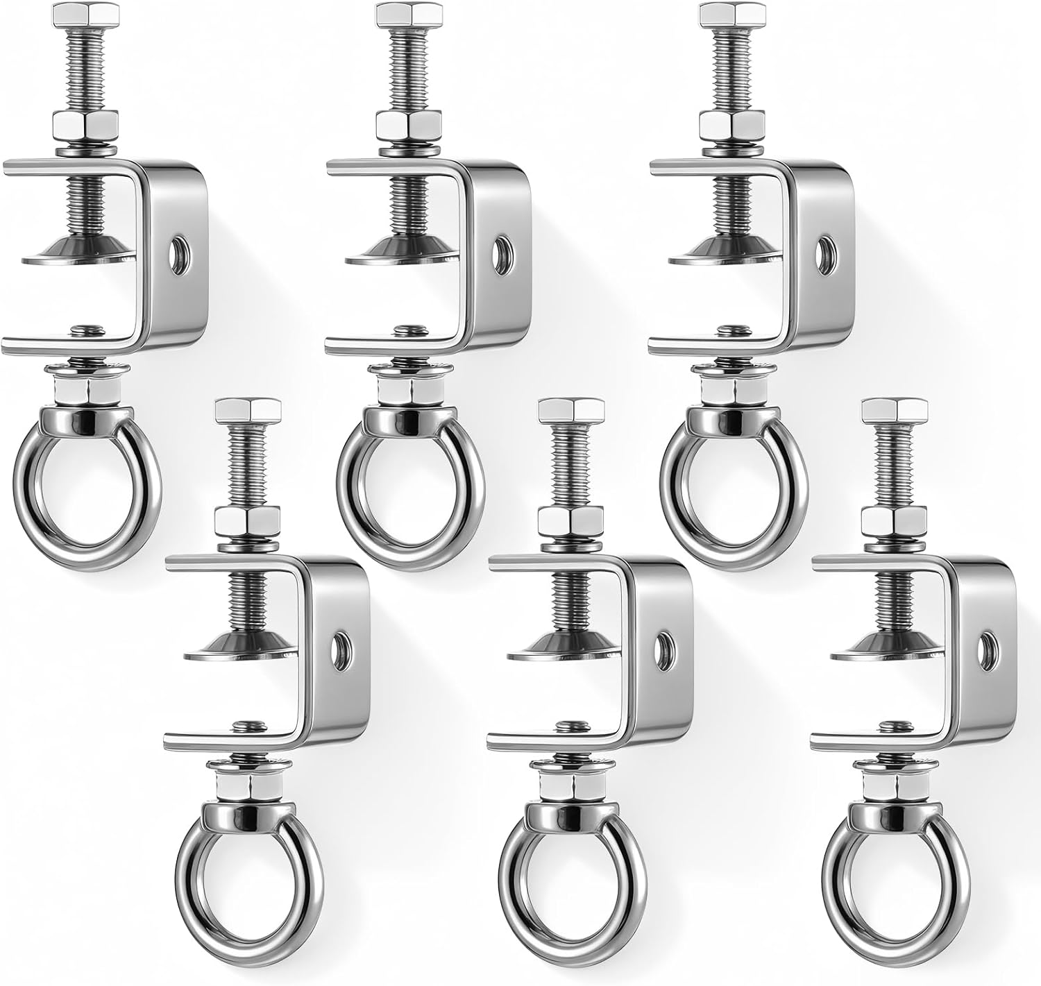 IANFAN 6 Pcs C-Clamps, 1" (25mm) Stainless Steel Beam Clamp with M8 ...