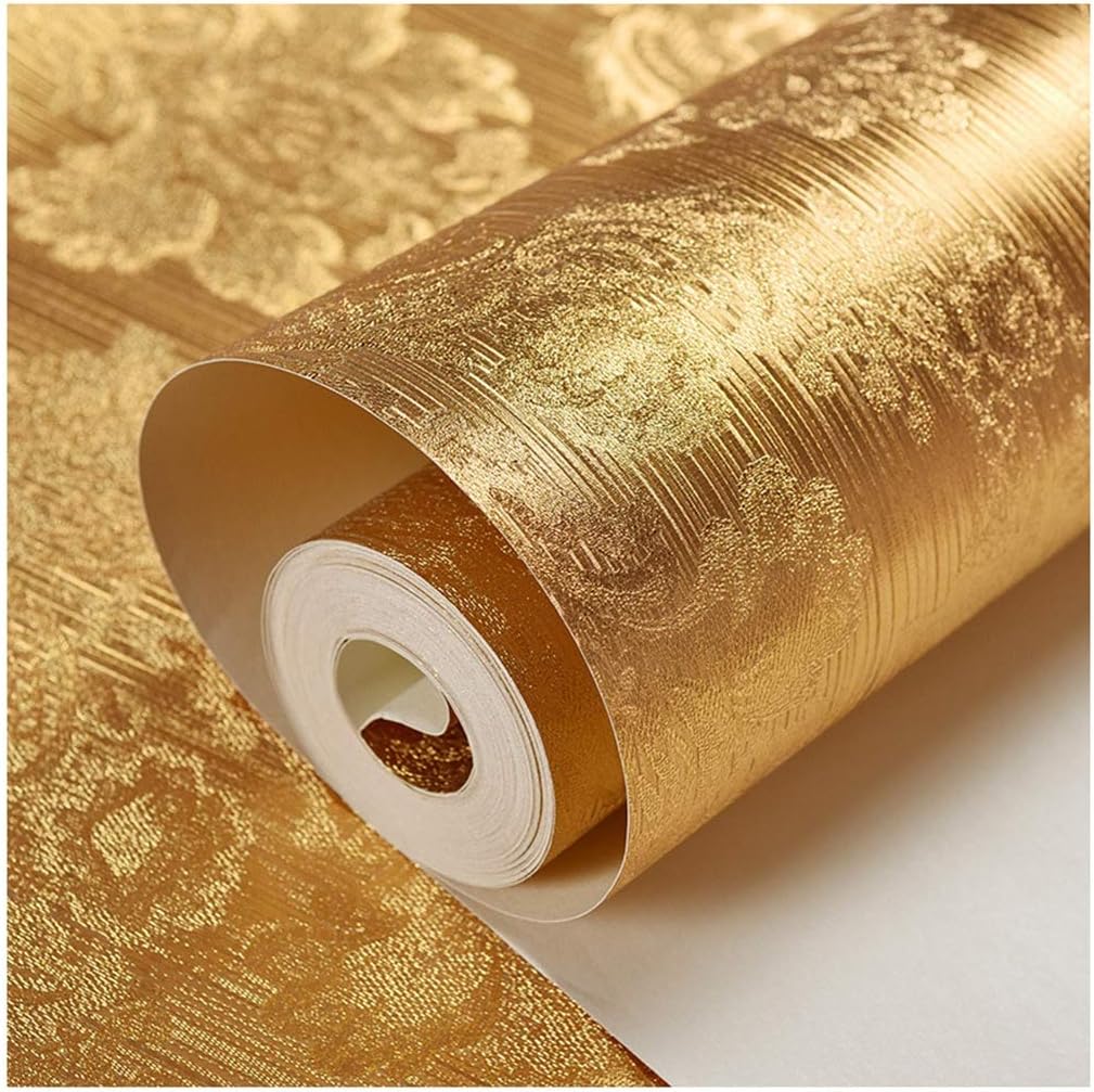 Amazon.com: Lhh Sparkle Wallpaper Gold Foil Wallpaper Roll PVC for ...