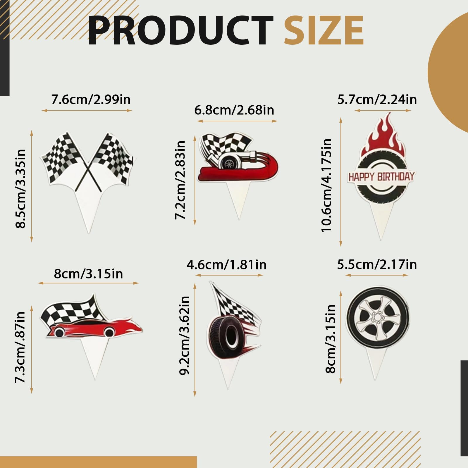 Car Cake Topper 1Pcs Race s,Happy Birthday s With Cartoon Racing Car