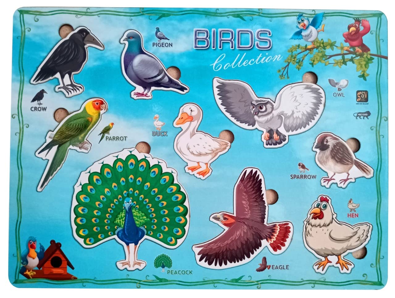 Wooden Educational Birds Collection Learning Puzzle D-001 : Amazon.in ...
