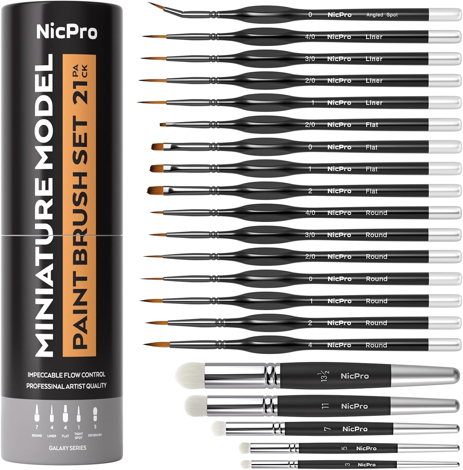 Nicpro Miniature Paint Brushes Drybrush - 21PCS Model Paint Brush Set ...