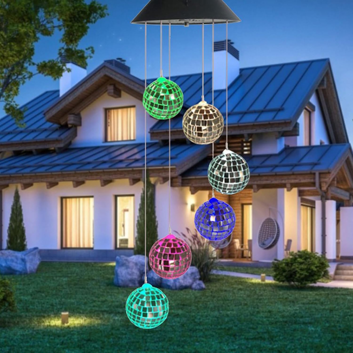 Amazon.com : Solar Lamp Wind Chime,Disco Ball Shape Solar Wind Chime ...