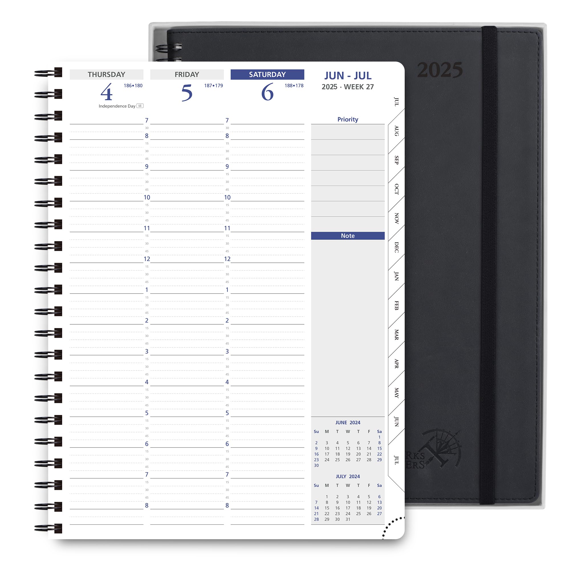Amazon.com : POPRUN 2025 Weekly Planner Spiral Bound with Monthly Tabs ...
