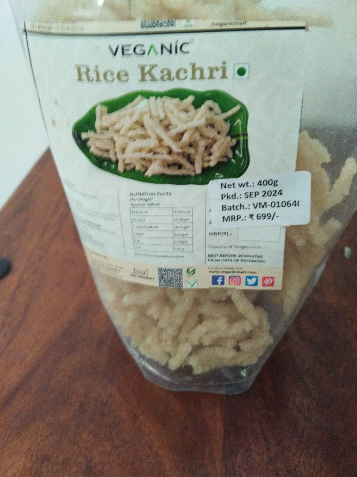 Veganic Rice Kachari - 400GM | Salted Rice Wafer Fryum | Rice Finger ...