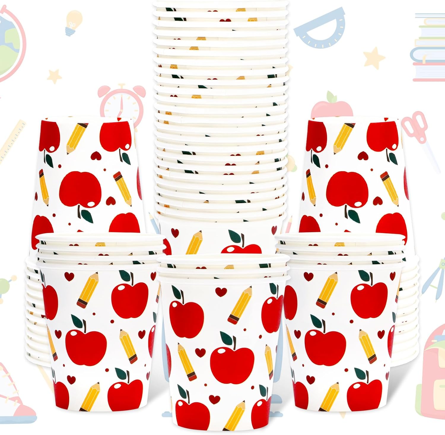 Amazon.com: Whaline 50 Pcs Back to School Disposable Paper Cups 9oz ...