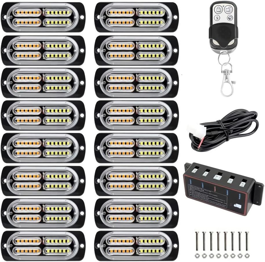 Amazon.com: BATLAM 1 Set 16 * 24 LED Strobe Lights Police Flashing ...