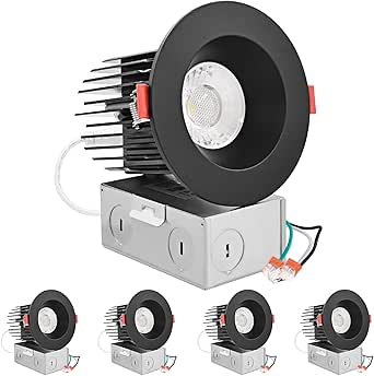 LUXRITE 3 Inch LED Recessed Lights with Junction Box, CRI 90, 5CCT ...