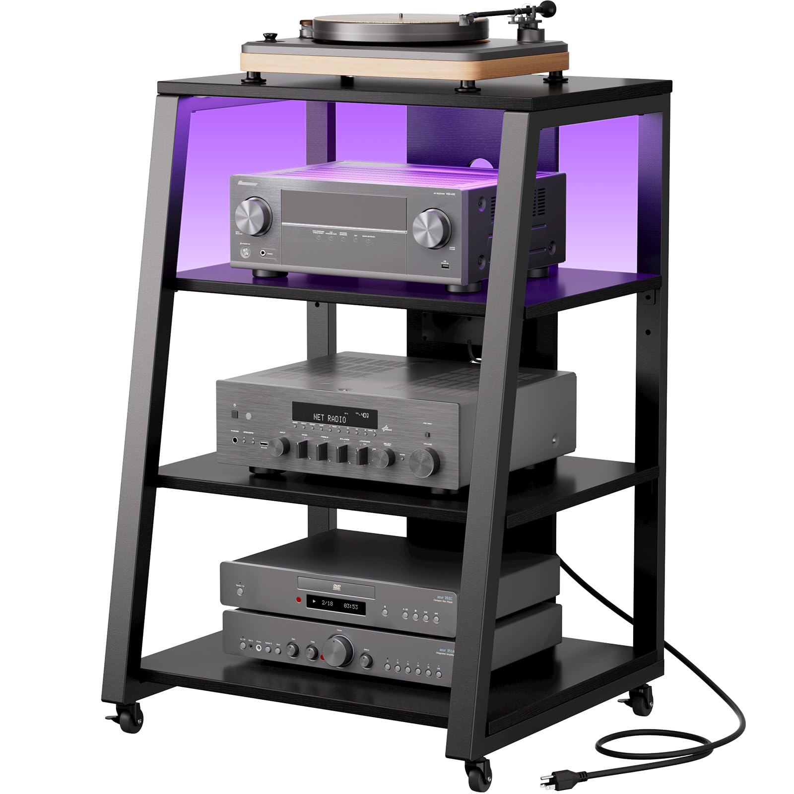 Amazon.com: Lifewit 4 Tier AV Media Stand with Power Outlets, Stereo ...