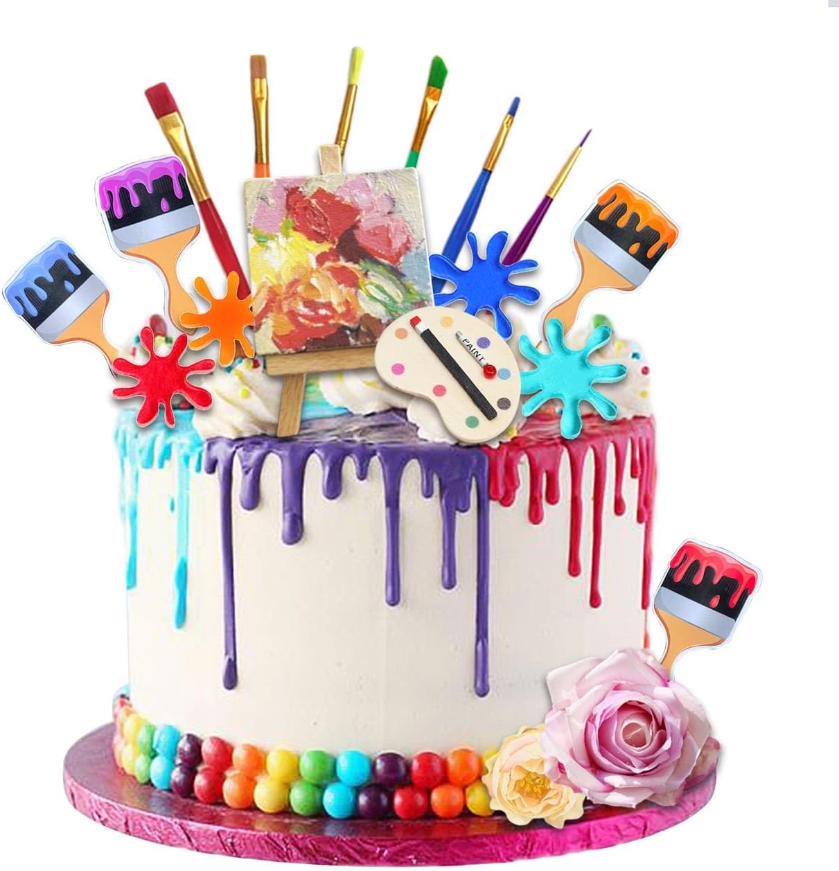 Amazon.com: UFORMSKY 18pcs Art Painting Cake Toppers Paint Brush ...