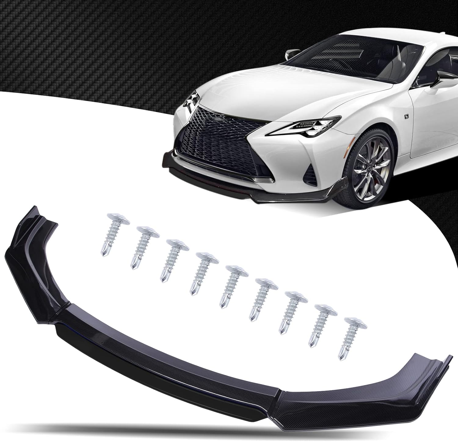 Amazon.com: Universal Front Bumper Lip Body Kit ABS Glossy Black Front ...