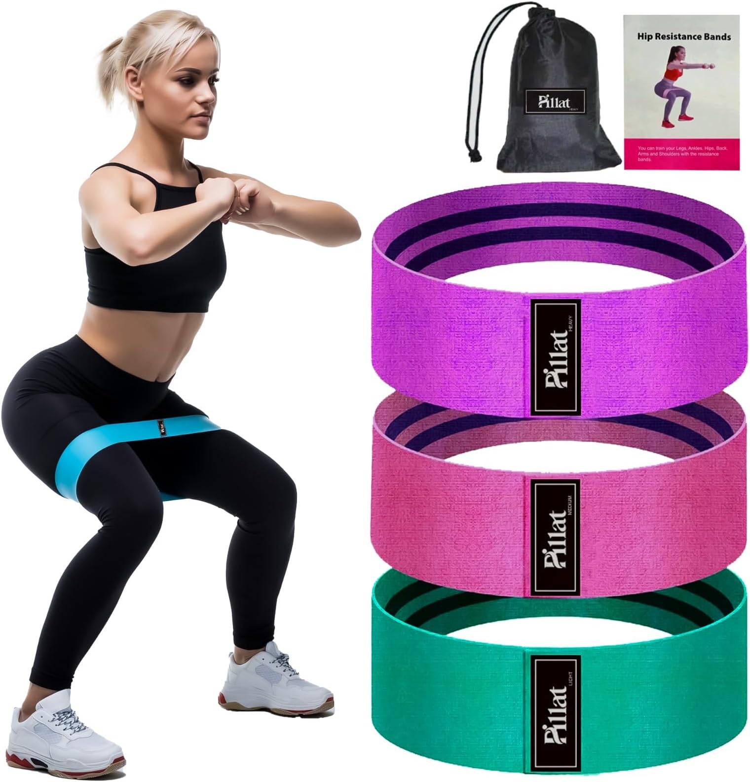Resistance Bands for Legs and Butt, JR INTL Fabric Workout Bands ...