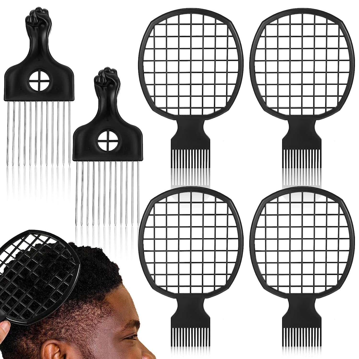 6 Pcs Metal Twist Comb Afro Curl Hair Pick Comb 4 Set Weave Comb 2 Pick ...