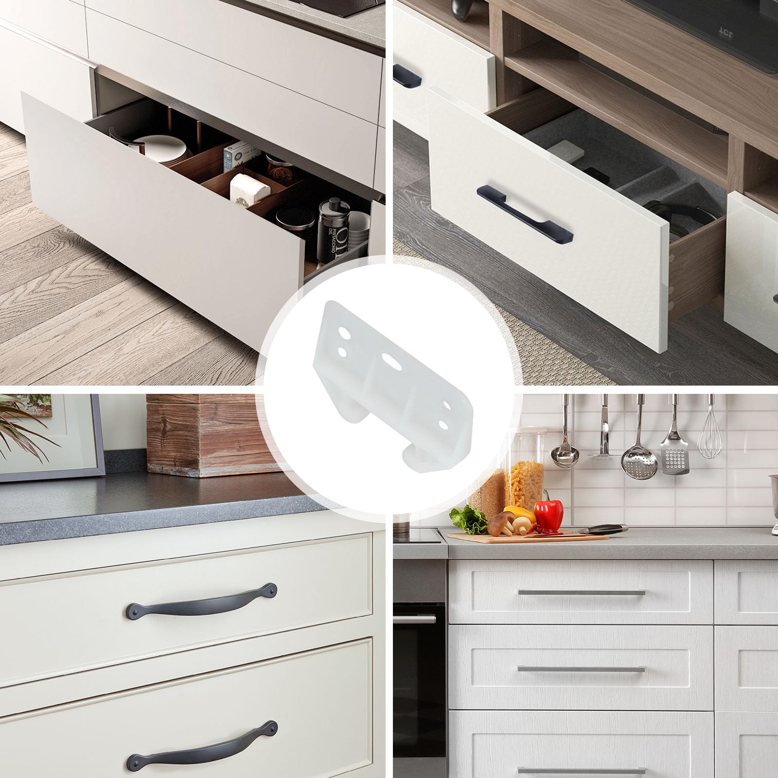 Snapklik.com : LONTAN 10 Pack Drawer Replacement Guides Brackets White ...