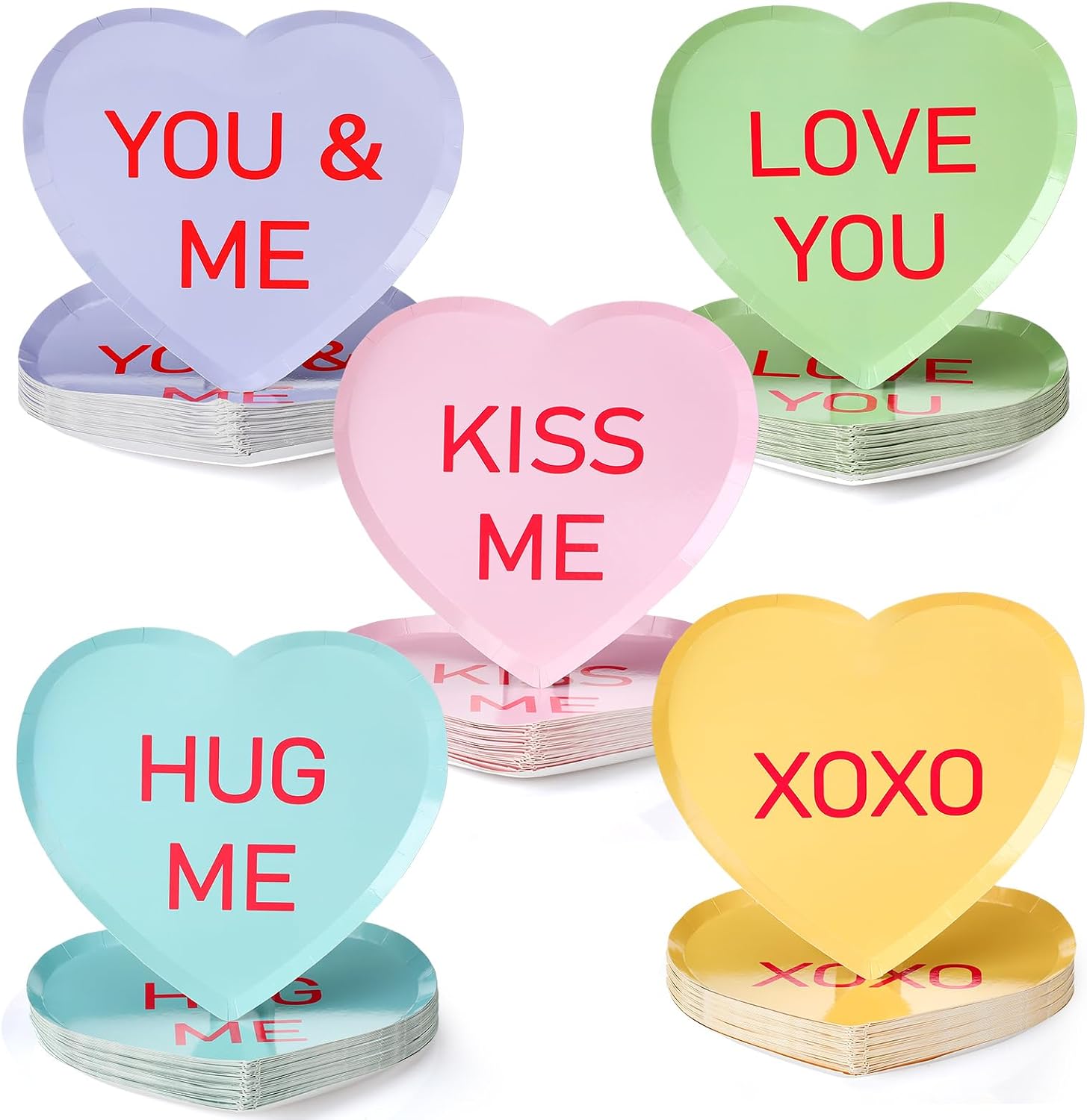 Amazon.com: Uiifan 100 Pcs Valentine's Day Paper Plates 9 Inch ...