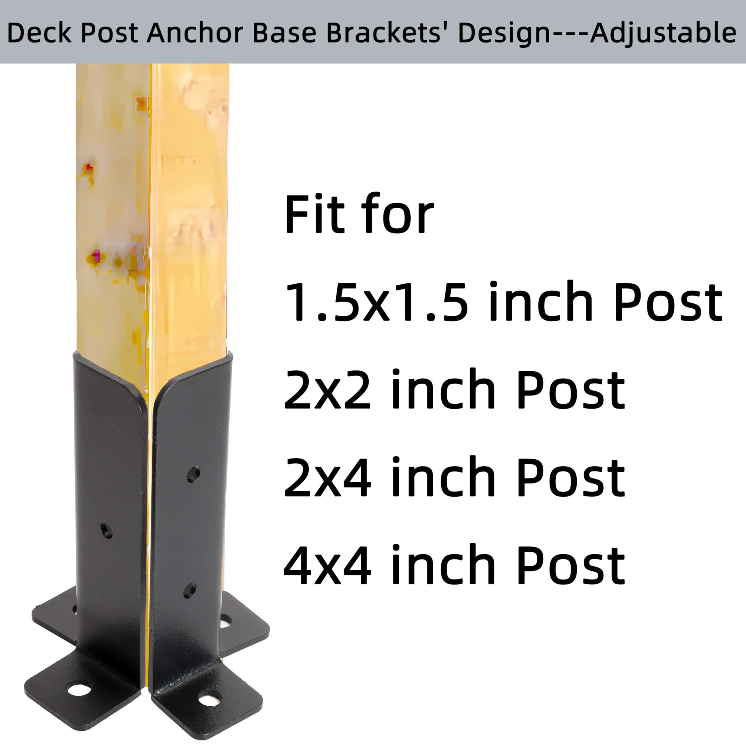 Snapklik.com : 8pcs Adjustable Deck Post Base Brackets Fit 1.5x1.5,2x2 ...