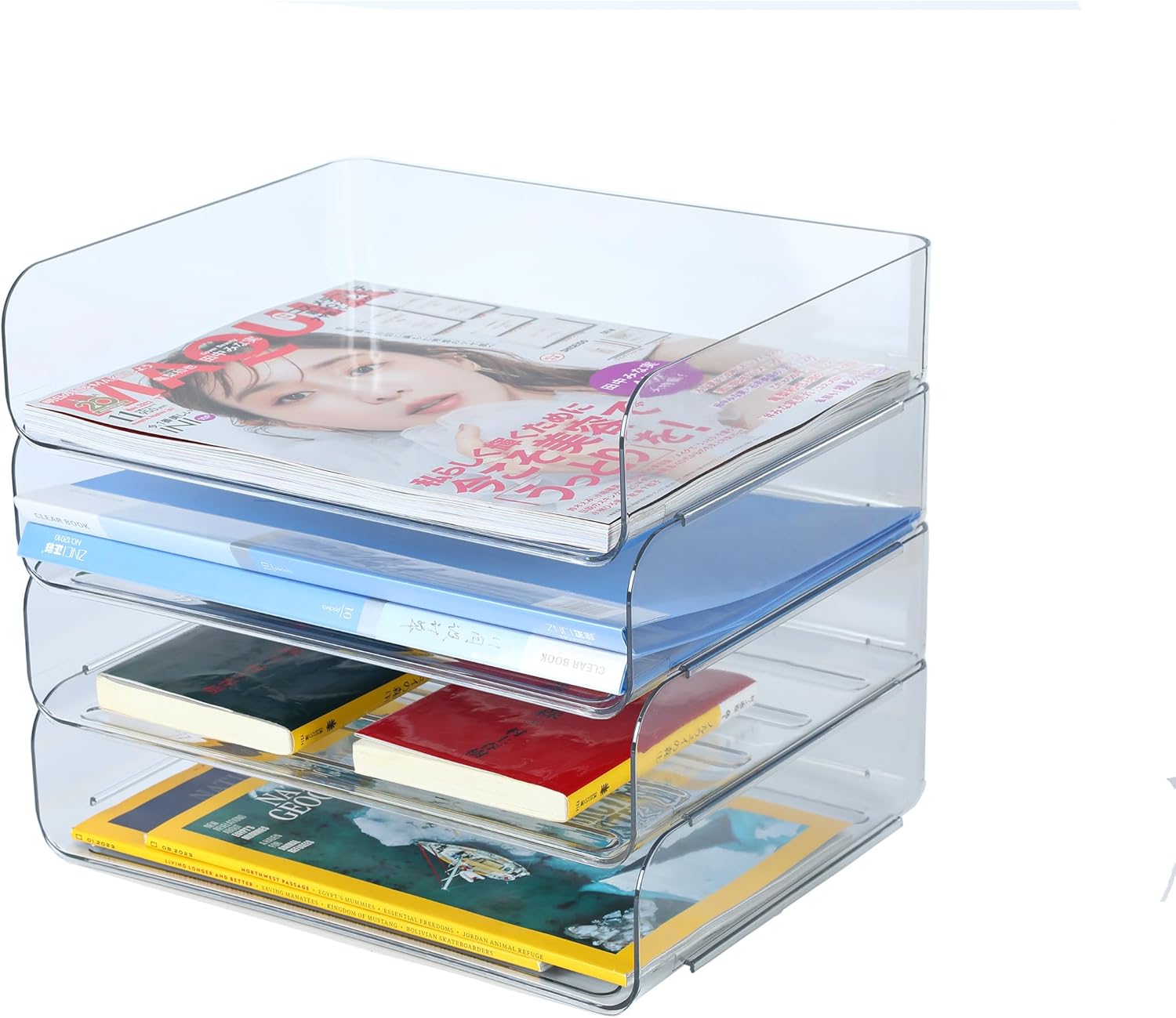 Amazon.com: (4pcs Pack) HKeeper Stackable Clear Paper Trays. Desktop ...