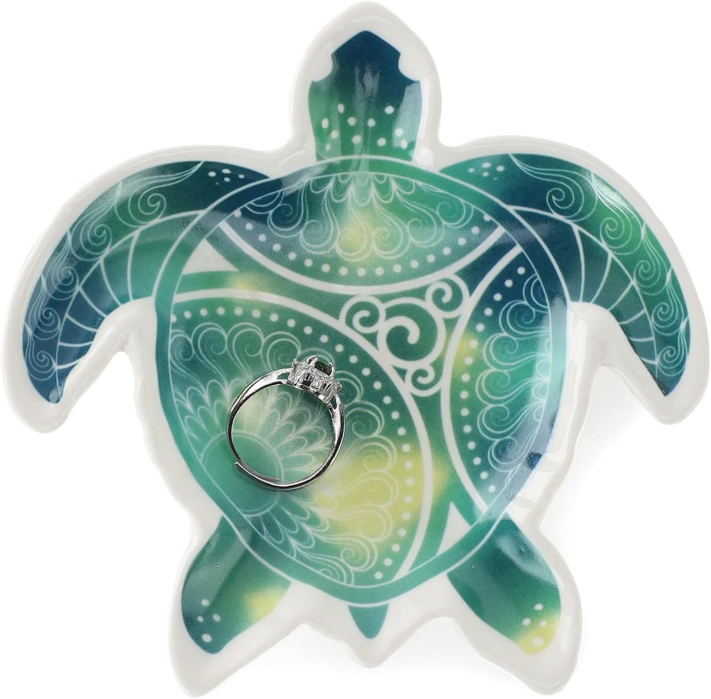 Amazon.com: Azi 1pc Blue Round Jewelry Holder Pearlized 3D Turtle ...