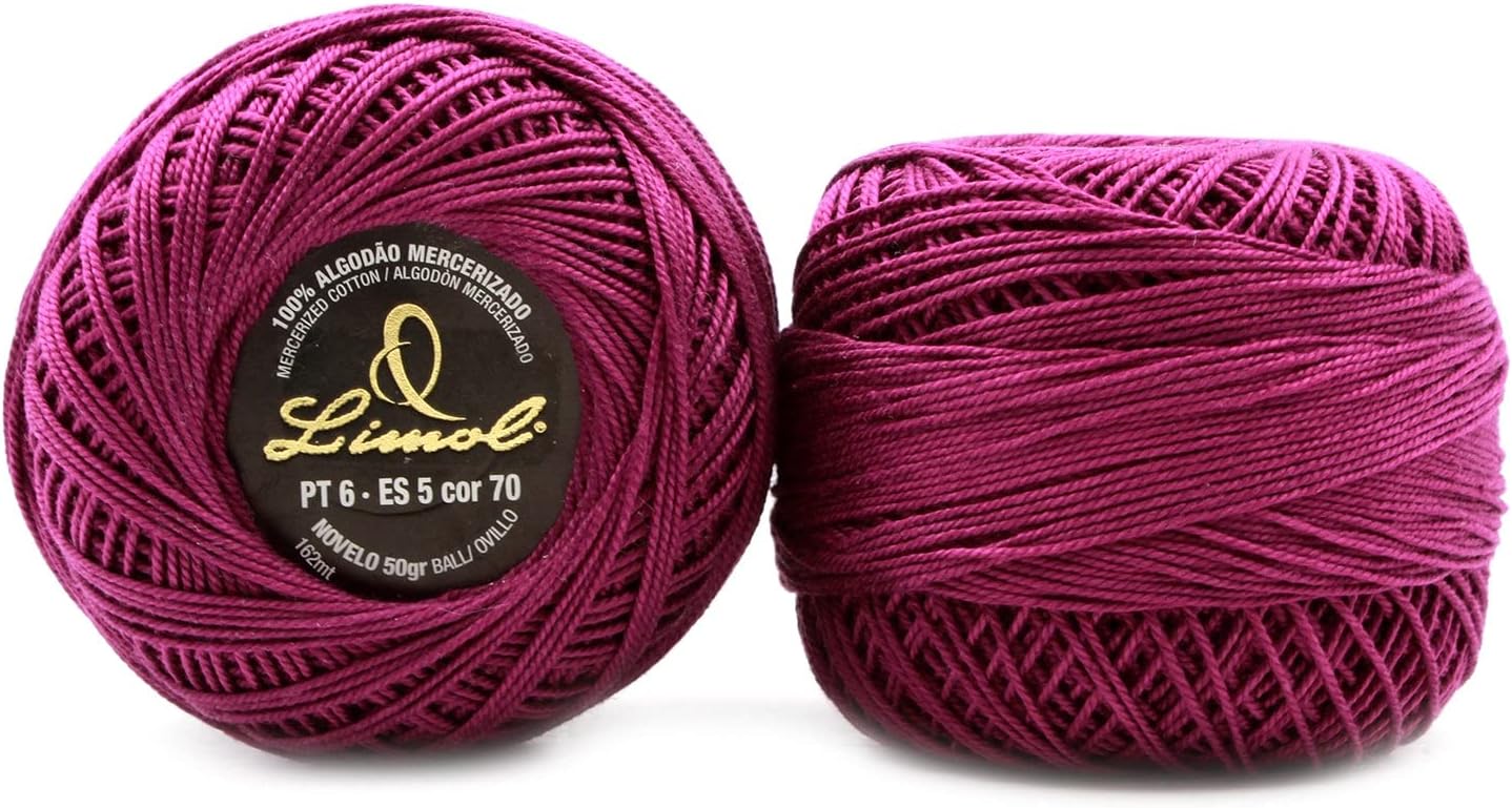 Amazon.com: Limol Size 6 Colored 50 Grs 100% Mercerized Crochet Thread ...