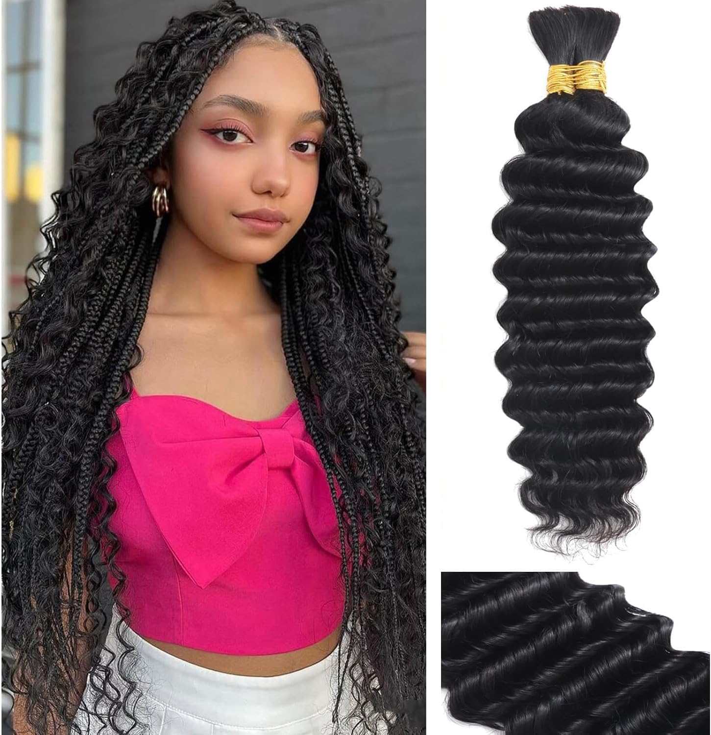 Amazon.com : Human Braiding Hair for Boho Braids 24 Inch 2 Bundles 100g ...