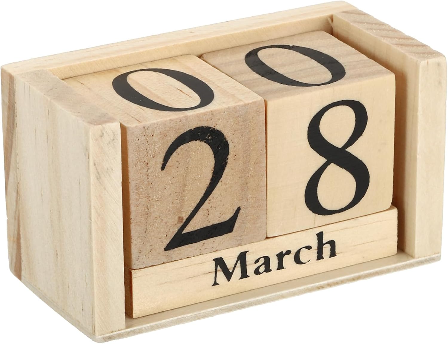 Amazon.com : PATIKIL Vintage Wood Block Perpetual Calendar, Reusable ...