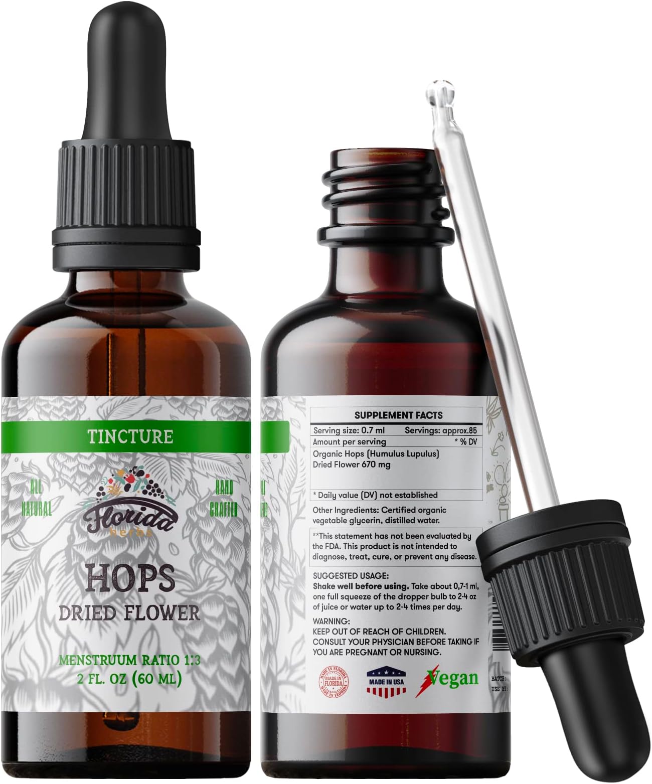 Amazon.com: FLORIDA HERBS Hops Tincture, Organic Hops Extract Drops ...