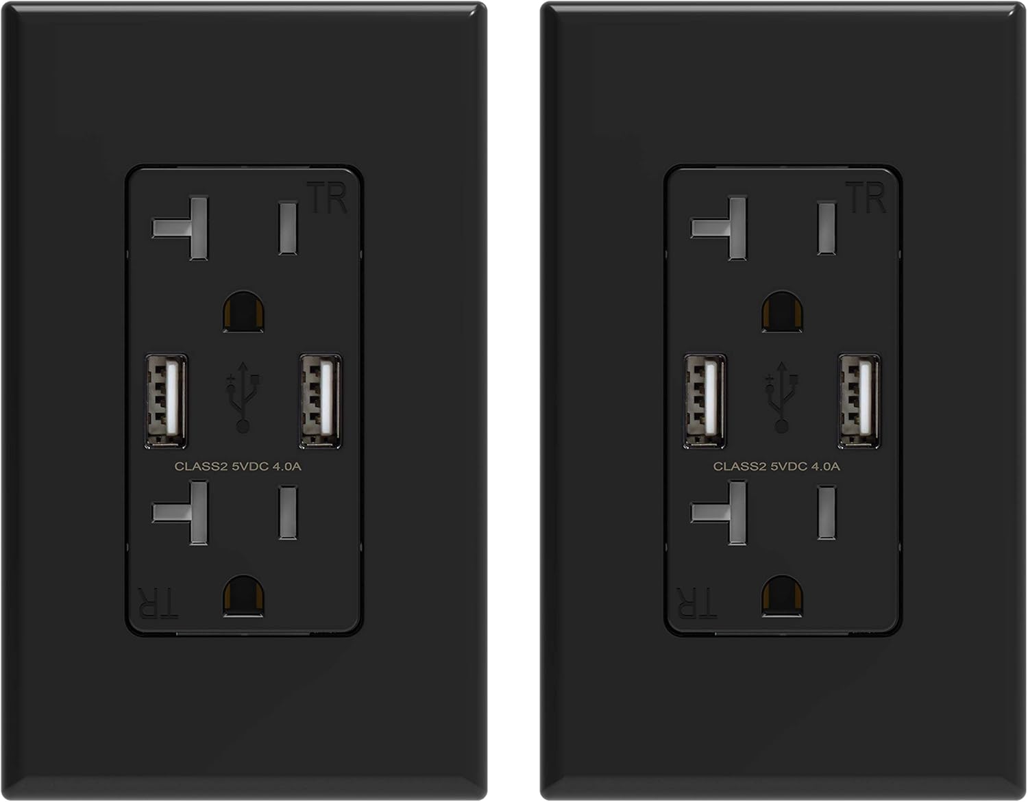 ELEGRP USB Wall Outlet Receptacle With Dual 4.0 A Ports, 20 Amp Duplex ...