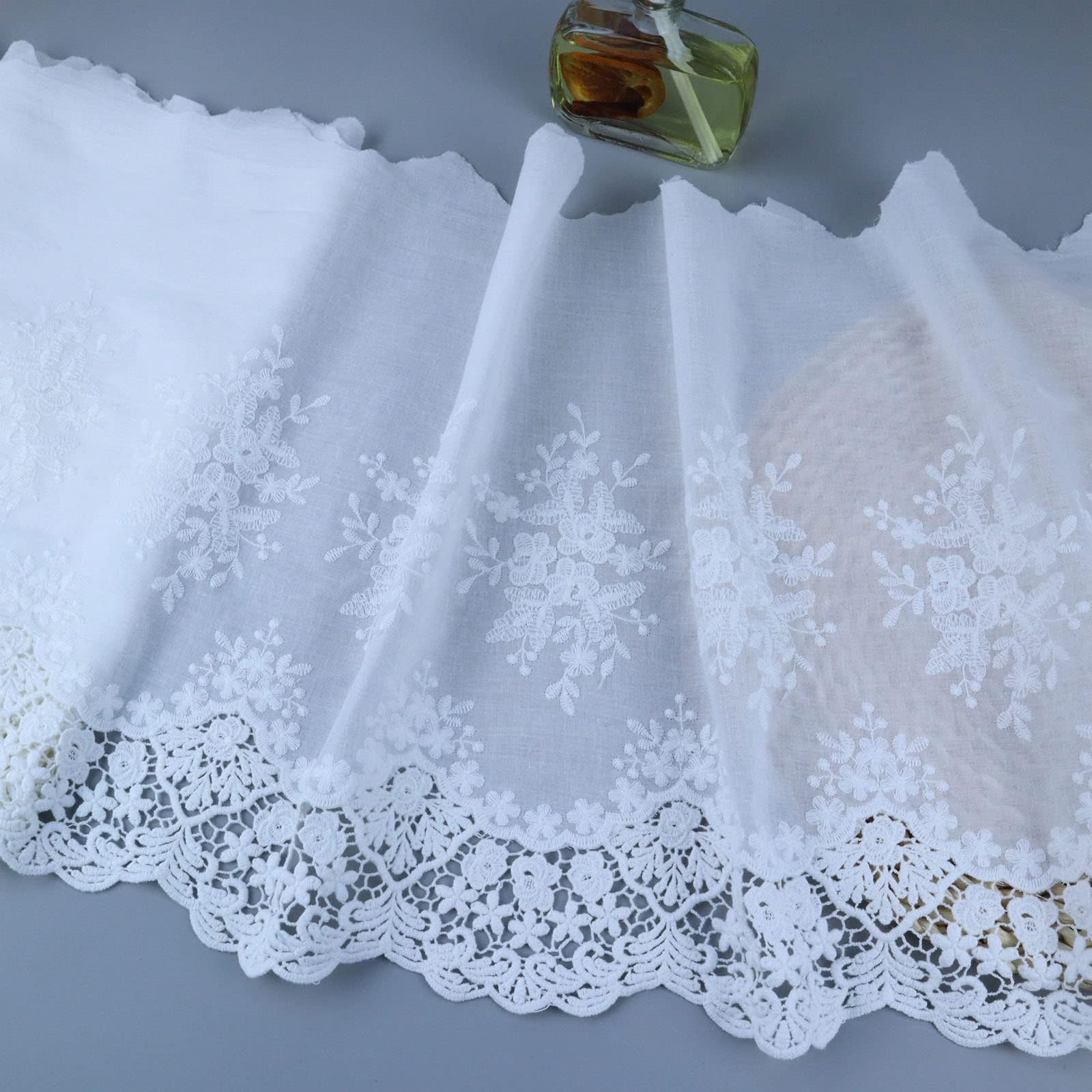 Amazon.com: 2 Yards White Retro Floral Embroidery Lace Trim Lace Fabric ...