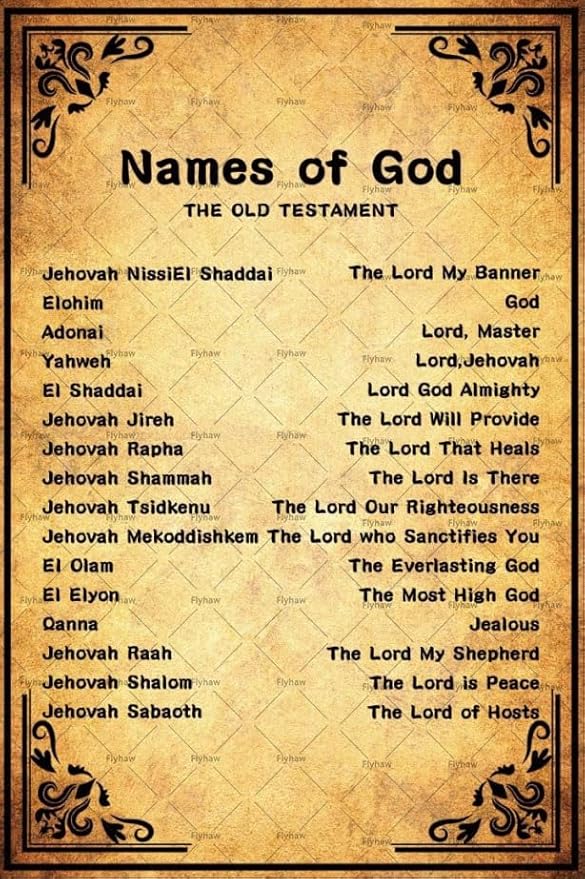 Amazon.com: Names Of God Christian Wall Art Poster Inspirational Bible ...