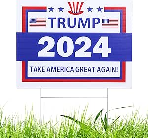 Amazon.com : Trump 2024 Yard Sign with H-Stakes - Double Sided 17" X 13 ...