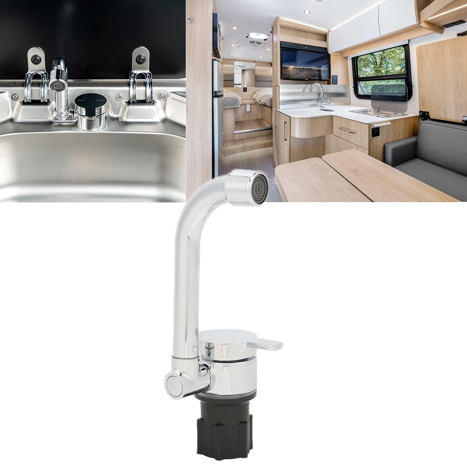 9/16 Threaded Folding Faucet 360 Rotation Camper Water Tap 9/16 ...