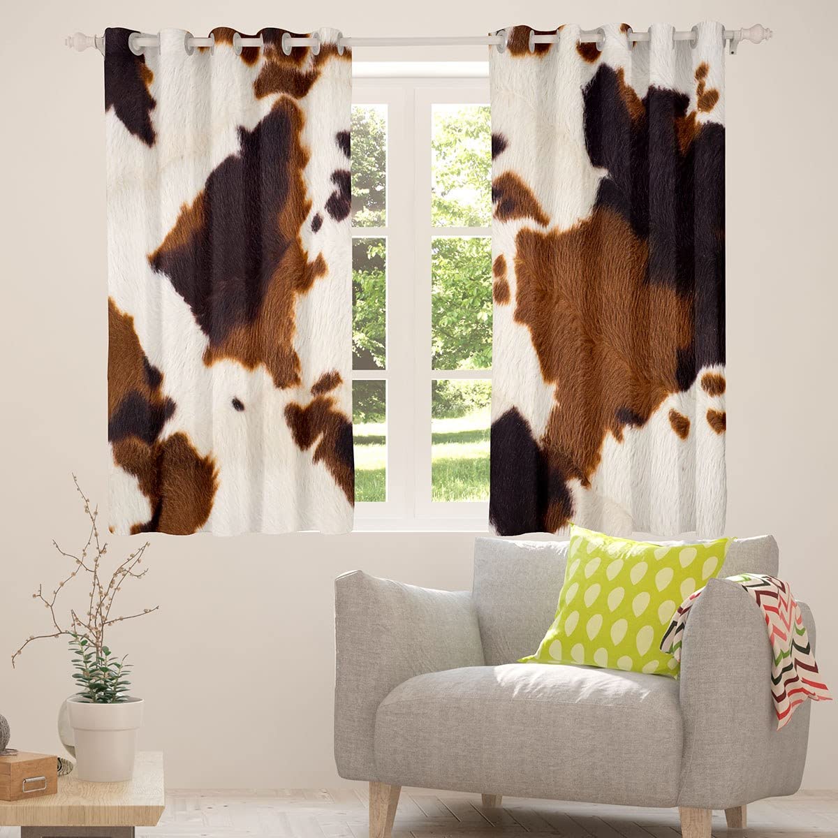 Erosebridal Cowhide Window Curtain Western Farm Animal Fur Window ...