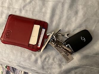 Amazon.com: RFID Slim ID Wallet Card Holder - Key Ring Front Pocket ...